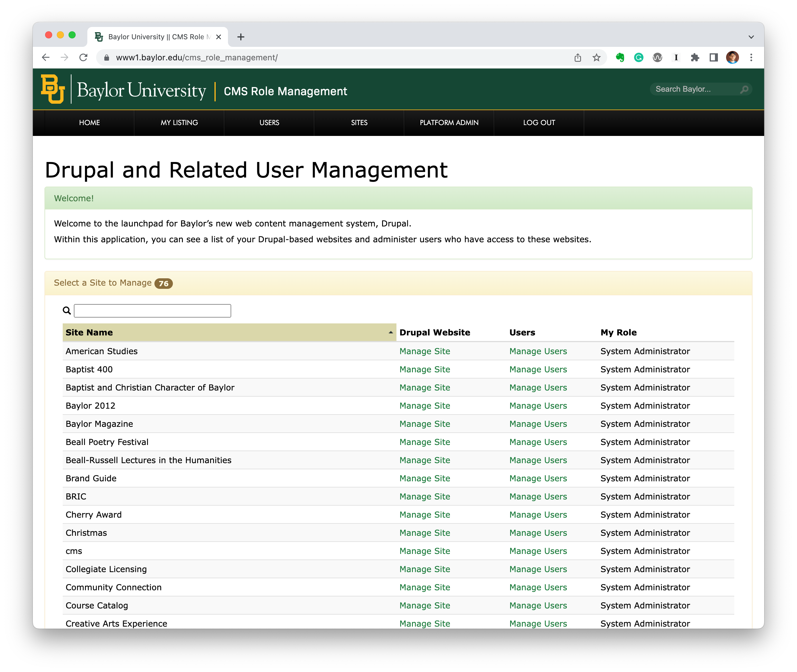 Users & Roles | Drupal Content Management System (CMS) | Baylor University